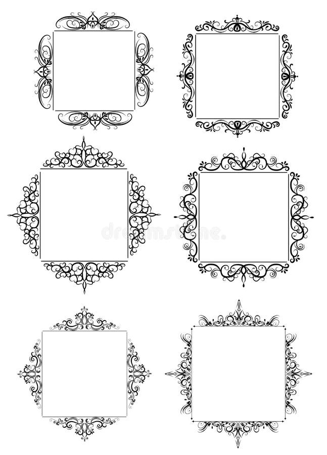 Vintage Vector Swirl Frame Set Stock Vector - Illustration of rustic ...