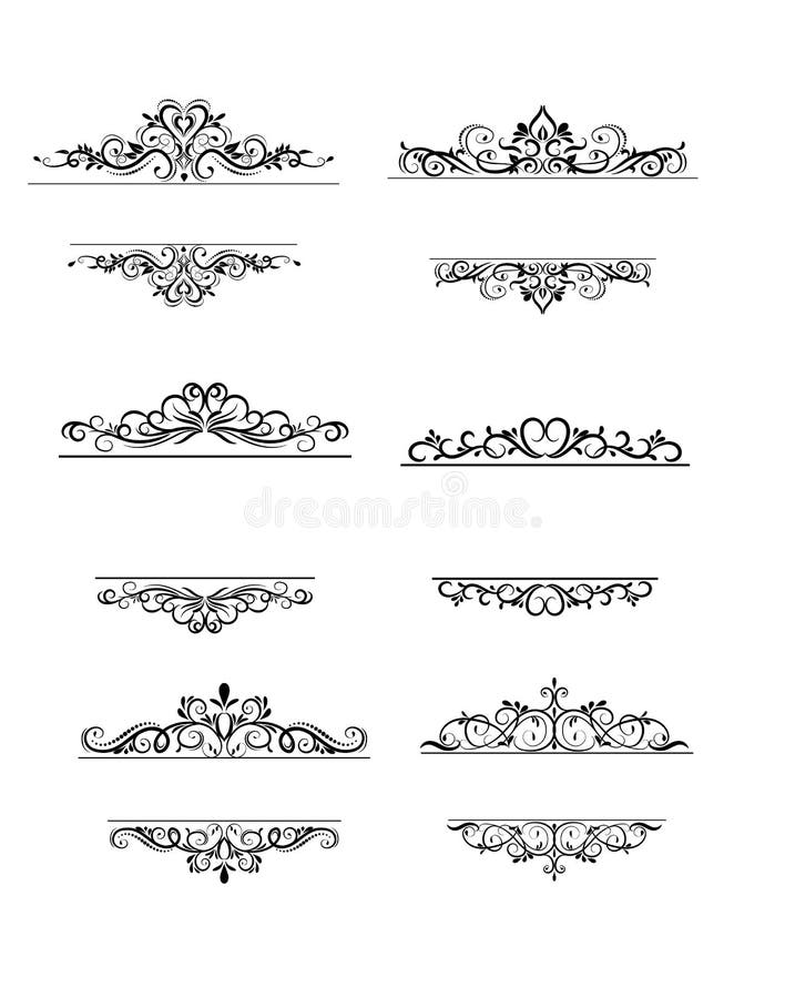 Vintage Vector Swirl Frame Set on White Stock Vector - Illustration of ...