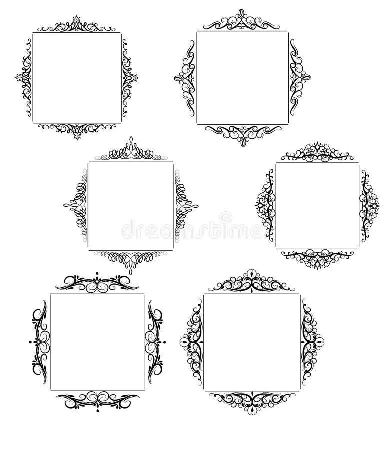 Vintage Vector Swirl Frame Set Stock Vector - Illustration of border ...
