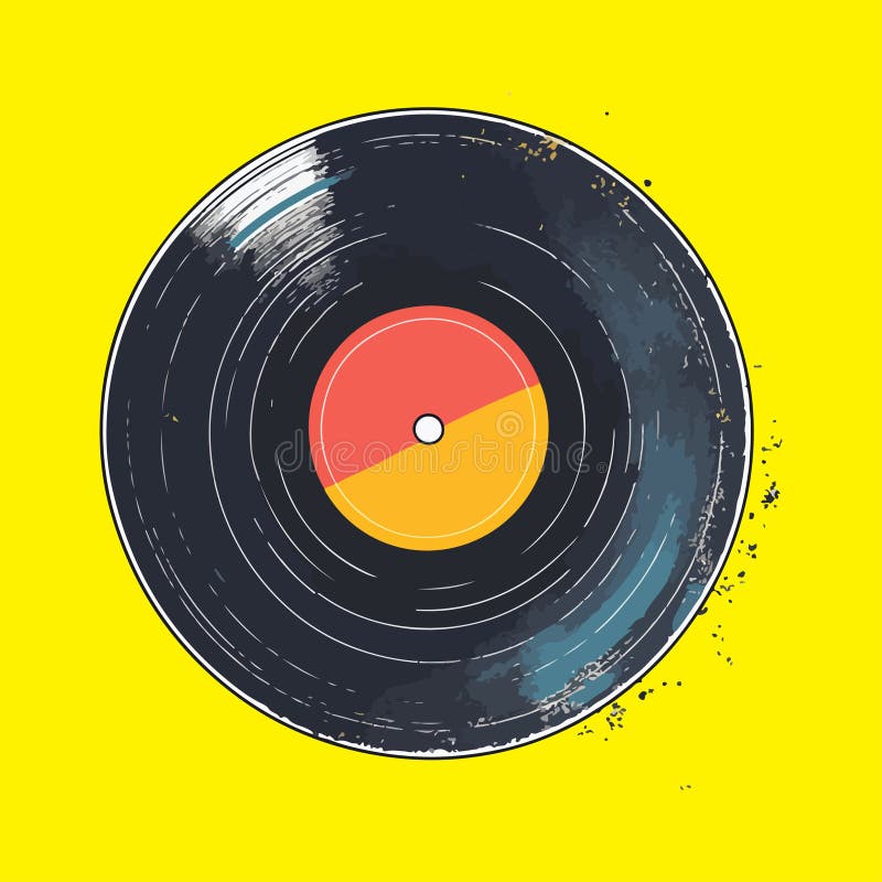Vintage Vector Vinyl Record Stock Vector - Illustration of yellow ...