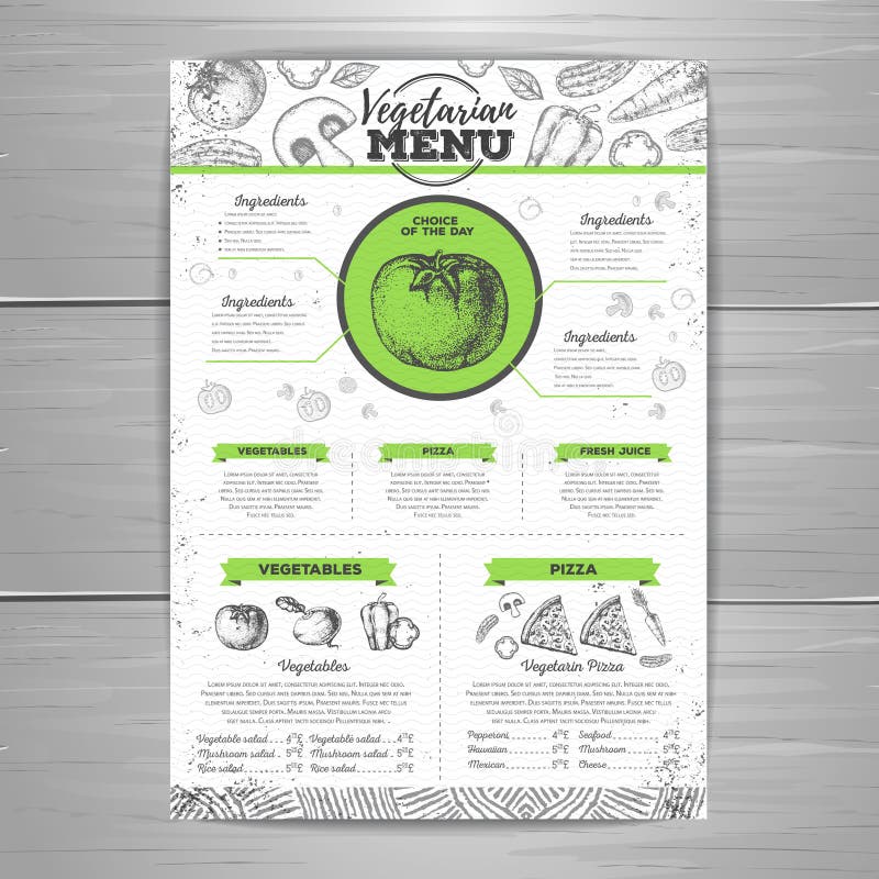 Vintage Vegetarian Menu Design Stock Vector - Illustration of mushroom ...
