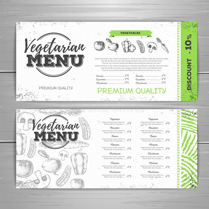 Vintage Vegetarian Menu Design Stock Vector - Illustration of drawing ...