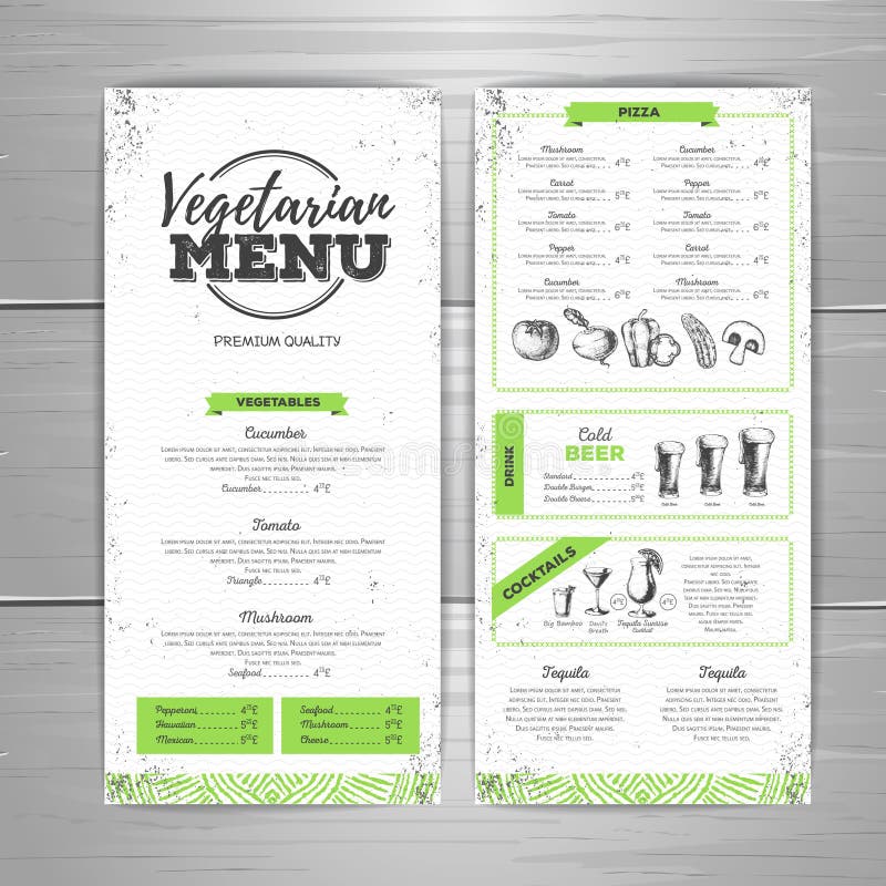 Vintage Vegetarian Menu Design Stock Vector - Illustration of cutlery ...