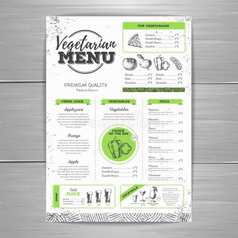 Vintage Vegetarian Menu Design Stock Vector - Illustration of cucumber ...