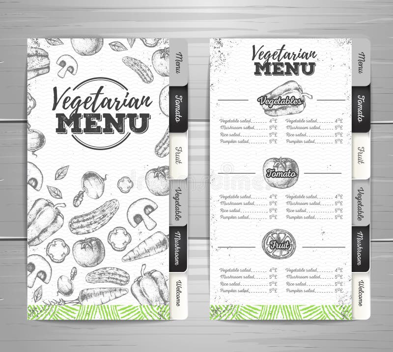 Vintage Vegetarian Menu Design Stock Vector - Illustration of mushroom ...