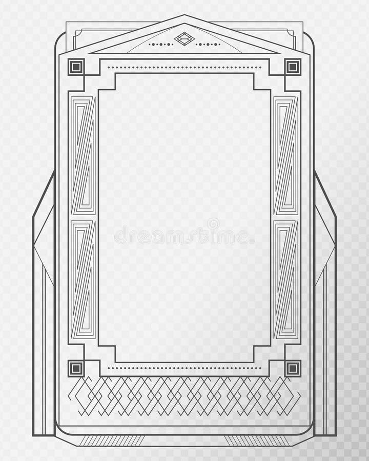 Vintage Vertical Art Deco Frame on Transparent Background Stock ...