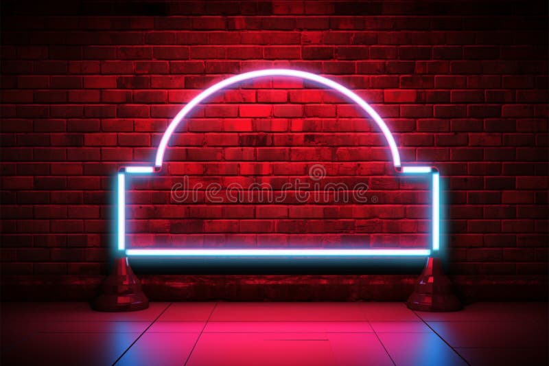 Vintage Vibe Neon Square Frame Adorns a Brick Wall Billboard Stock ...