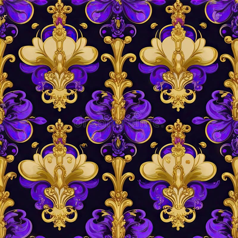 Vintage Victorian Wallpaper Pattern in Purple and Gold Tones Stock ...