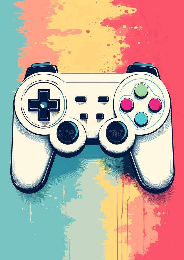 Vintage Video Game Controller Frame 80s Retro Nostalgic Stock ...