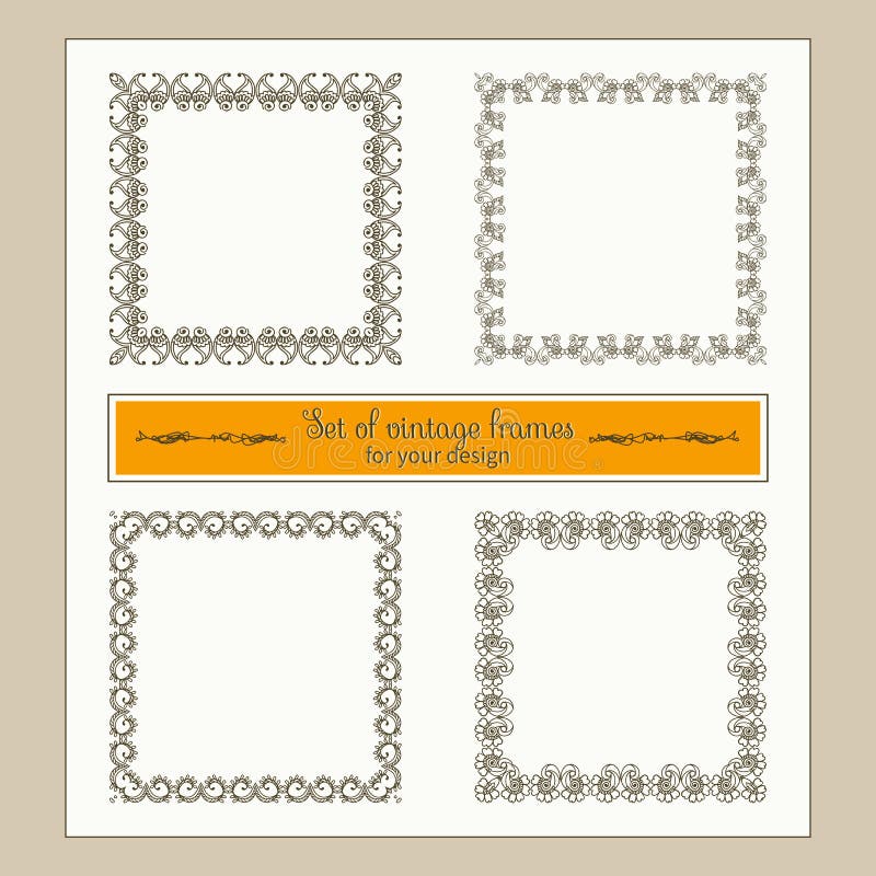Vintage Vignettes and Frames Stock Vector - Illustration of damask ...