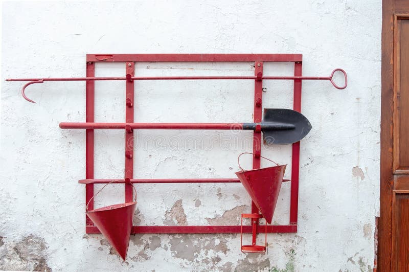 Vintage Vintage Fire Shield on the Wall of an Old Building Stock Photo ...