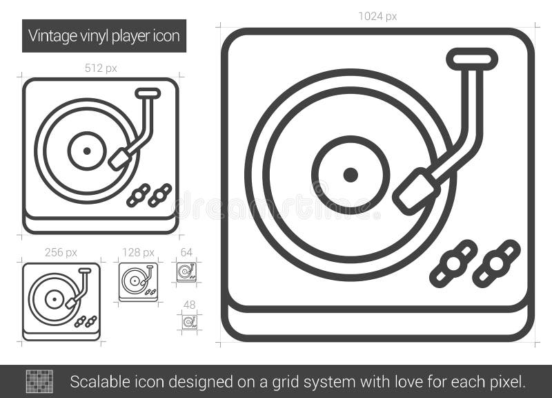 Vintage Vinyl Player Line Icon. Stock Vector - Illustration of flat ...