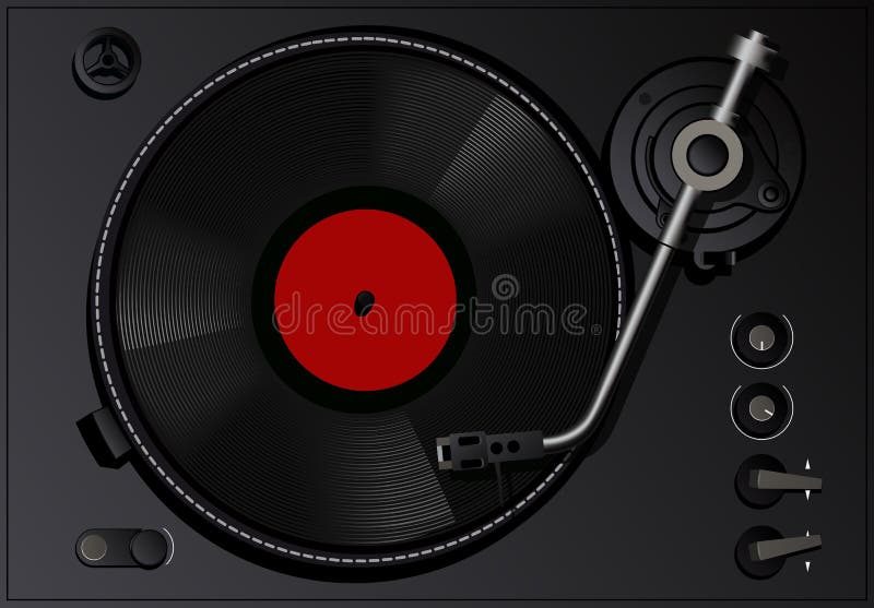 Vinyl Player with Long Play or LP Records. Top View Stock Illustration ...