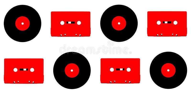 Vintage Vinyl Record and Cassette Tape Stock Image - Image of disco ...
