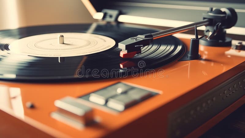 Vintage Vinyl Record Player Playing Sound. Generative AI Stock ...
