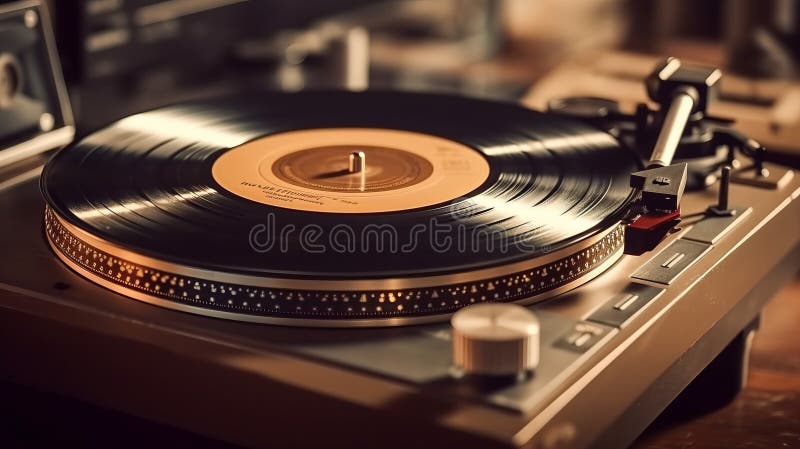 Vintage Vinyl Record Player Playing Sound. Generative AI Stock ...