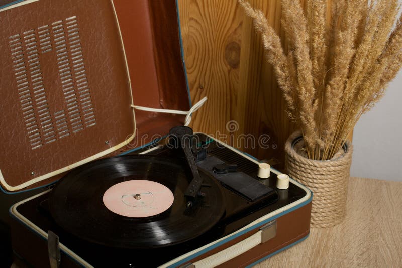 Vintage Vinyl Record Player. the Vinyl Record is Spinning Stock Photo ...