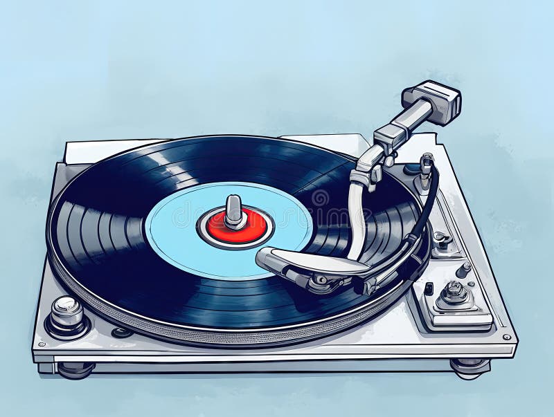 Vintage Vinyl Record Player in the Style of a Comic Book with a Place ...