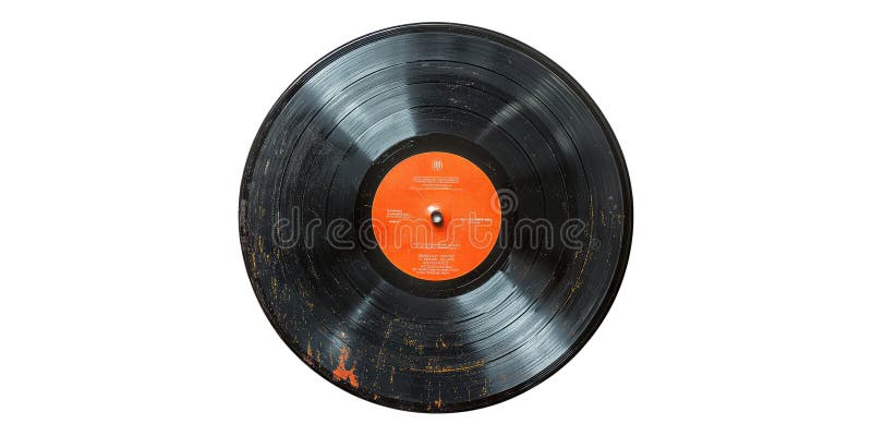 Vintage Vinyl Record with Red Label Isolated on Transparent Background ...