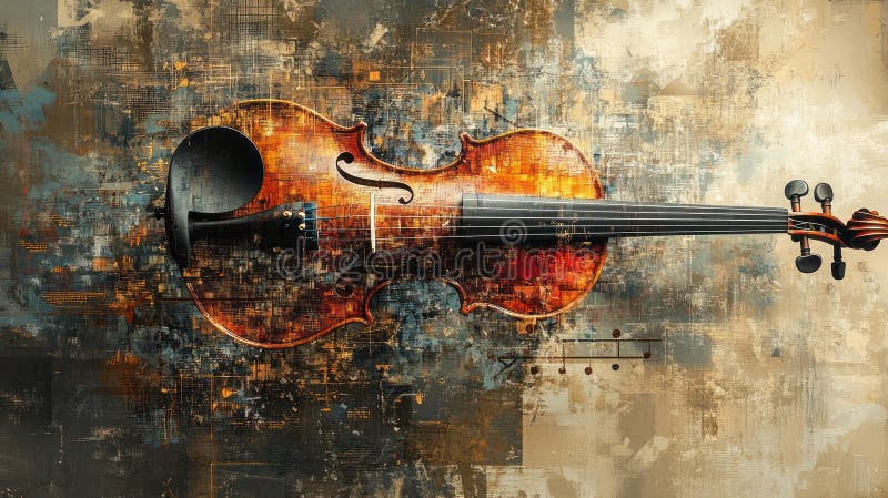 Vintage Violin on Grunge Background Stock Illustration - Illustration ...