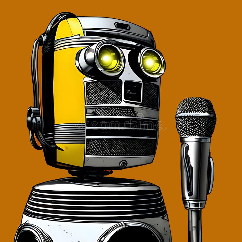 Vintage Voice Chatbot with Microphone Stock Illustration - Illustration ...