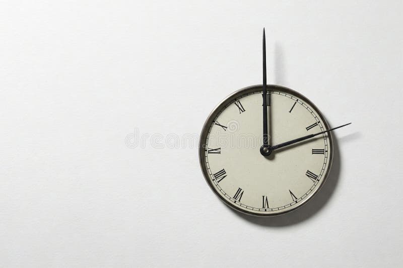 Vintage Wall Clock with Long Hands. Space for Text. Stock Photo - Image ...