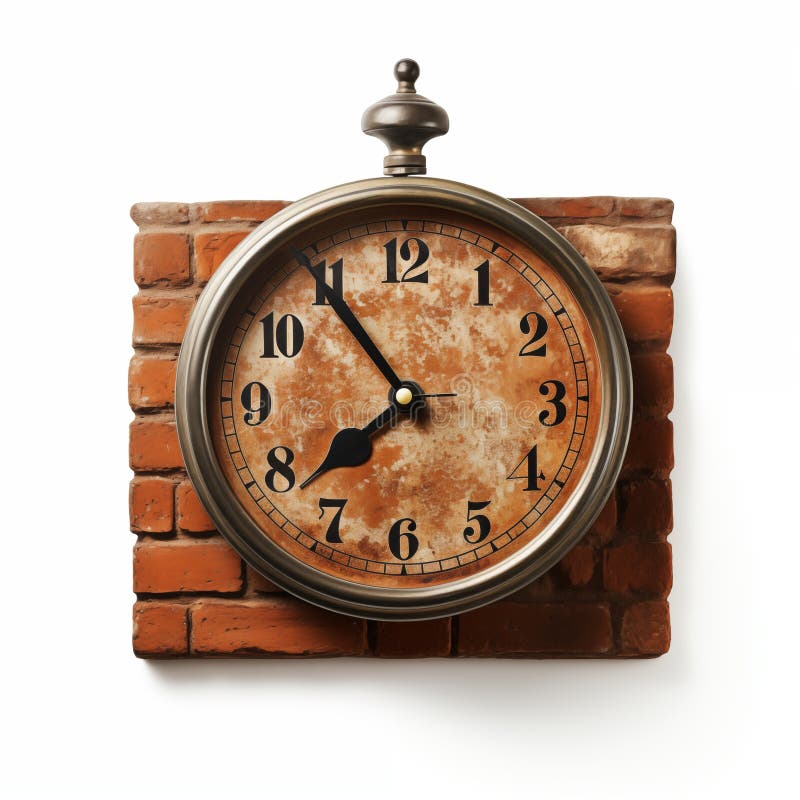 Vintage Wall Clock Mounted on a Rustic Brick Backdrop Displaying the ...
