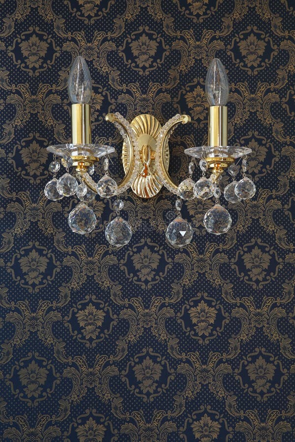 Vintage Wall Lamp with the Luxuary Wall Texture Stock Image - Image of ...