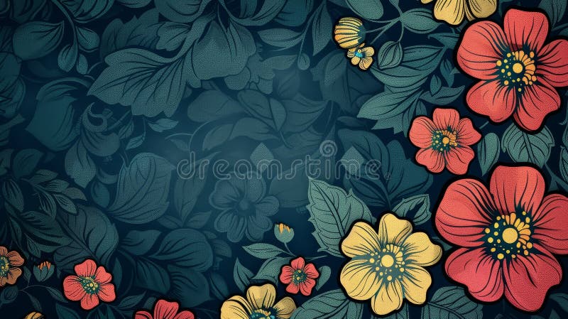 Vintage Wallpaper Design Element with Retro Floral Background. Stock ...
