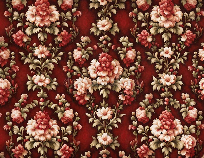 Vintage Floral Wallpaper Vertical Pattern Stock Illustration ...