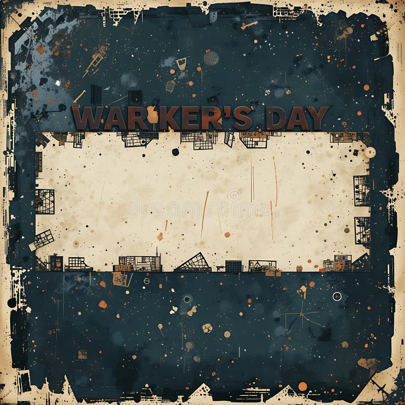 Vintage War and Workers Day Poster with Distressed Texture Template ...