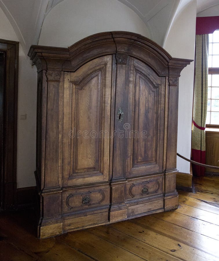 Vintage Wardrobe in the Castle Stock Image - Image of europe, original ...