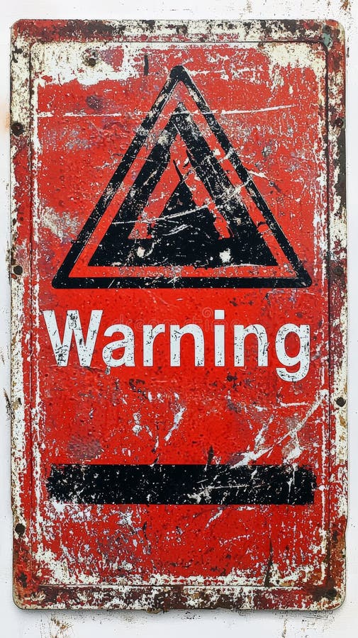 Vintage Triangular Warning Sign with Red and Black Colors Stock Photo ...