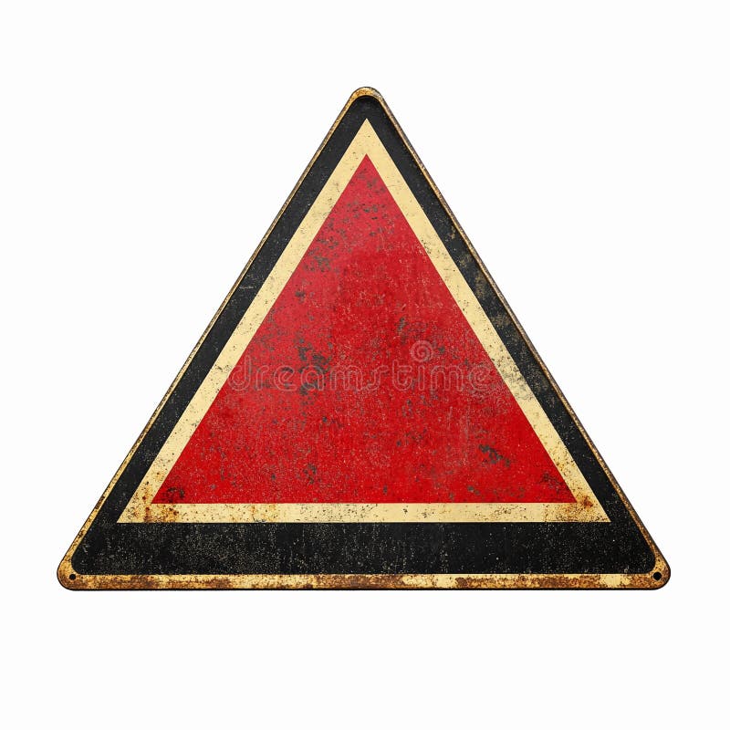 Vintage Warning Triangle Sign with Red Background for Safety ...
