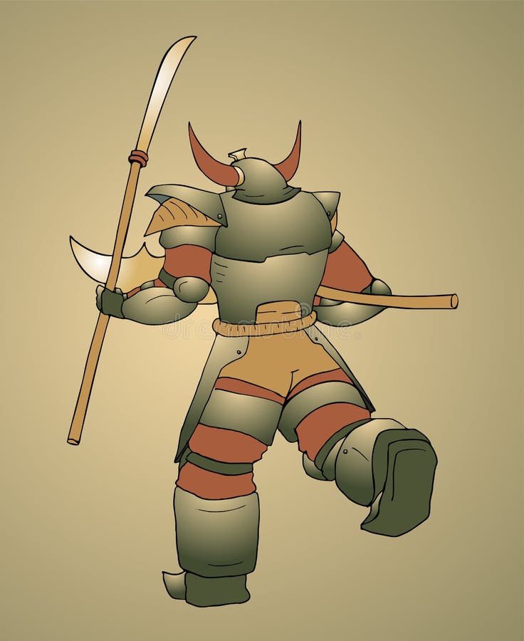 Vintage warrior attack stock vector. Illustration of shogun - 90584676