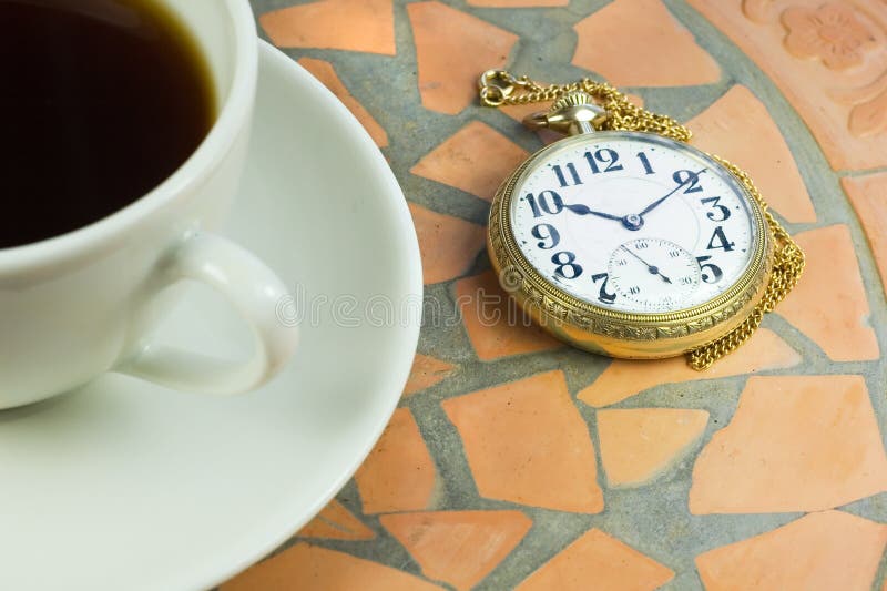 Vintage watch and coffee stock image. Image of beverage - 5238477