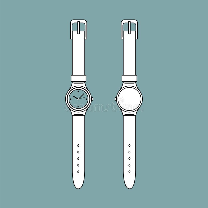 Vintage Watch Outline Vector Stock Vector - Illustration of hour, flat ...