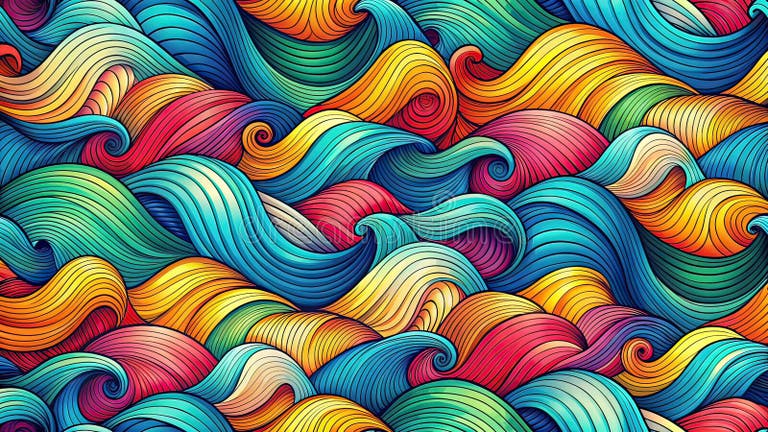 Vintage Wave Pattern a Seamless HandDrawn Abstract Background for ...