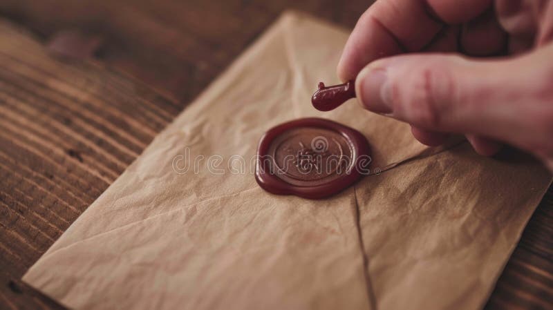 Vintage Wax Seal on Rustic Envelope with Hand Stamp Detail Stock Image ...