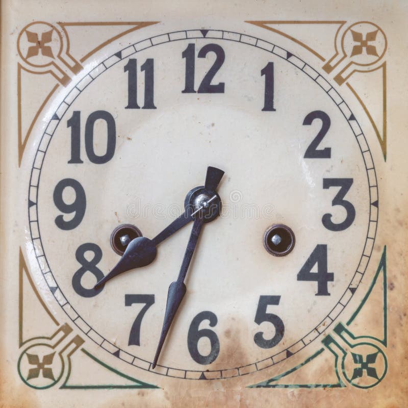 Vintage Weathered Clock Face Isolated on White Stock Image - Image of ...