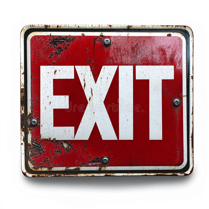 Vintage Weathered EXIT Sign with Red Background and Distressed Metal ...