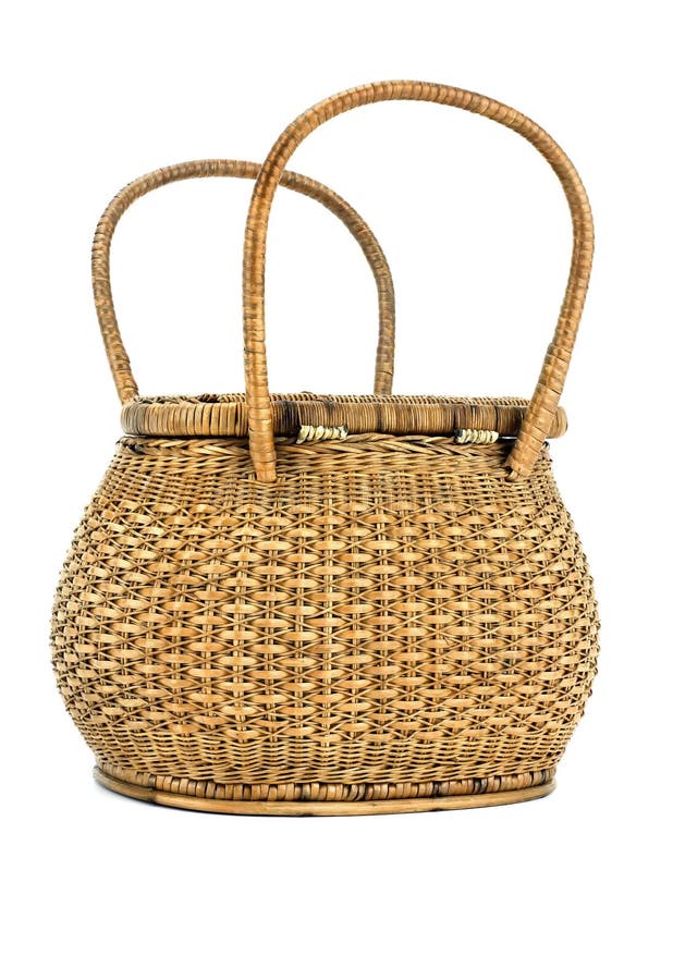 Vintage Weave Wicker Basket Stock Photo - Image of wood, garden: 61097118