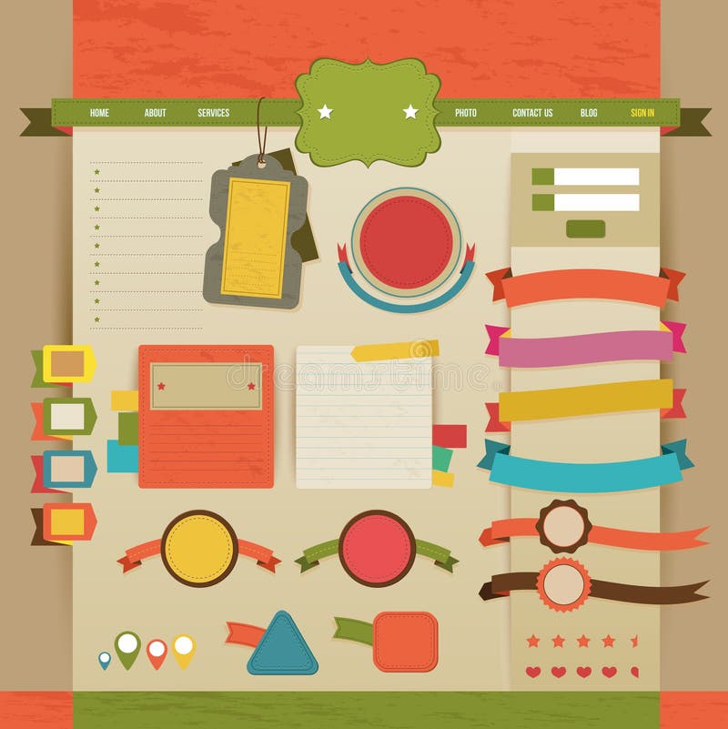 Vintage Web and Tags Design Layout Stock Vector - Illustration of ...