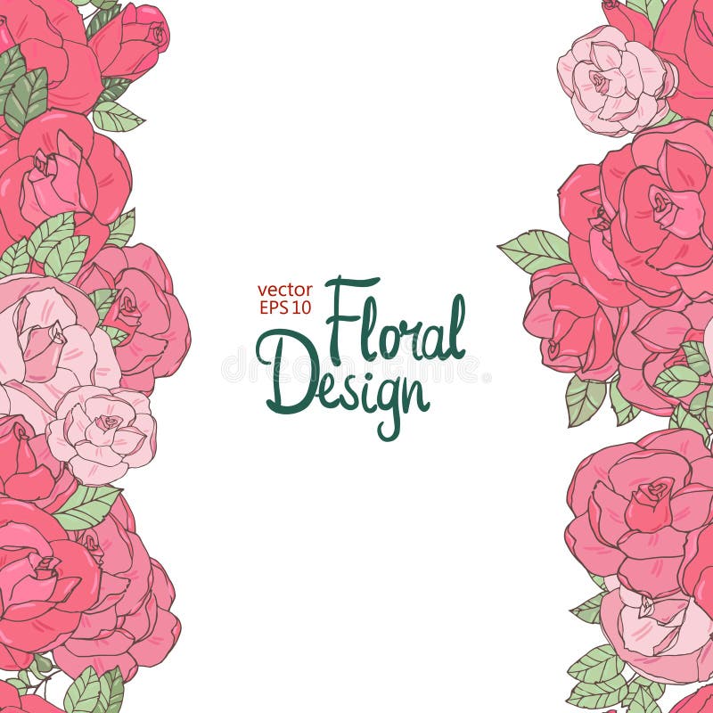 Vintage Wedding Border with Pink Roses Stock Vector - Illustration of ...