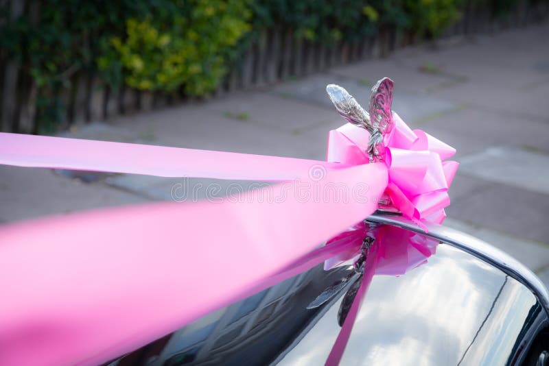 Vintage Wedding Car with Ribbon Stock Image - Image of ribbon ...