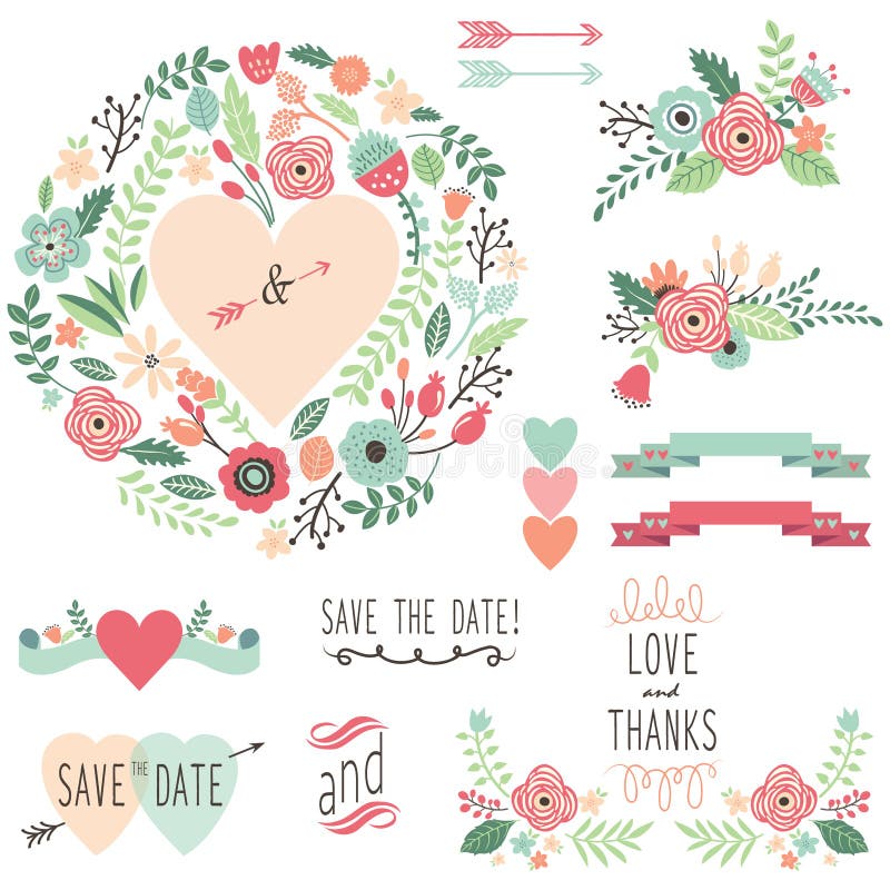 Wedding Flora Vintage Laurel Wreath Elements Stock Vector ...