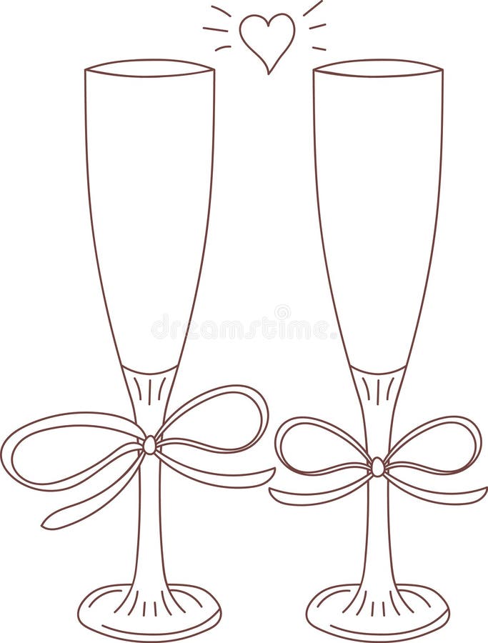 Vintage Wedding Glasses Outline Stock Vector - Illustration of wedding ...