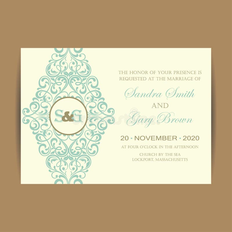 Wedding Invitation in Vintage Ornamental Style Stock Vector ...