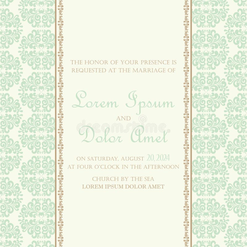 Vintage Wedding Invitation Card in Classical Style Stock Vector ...