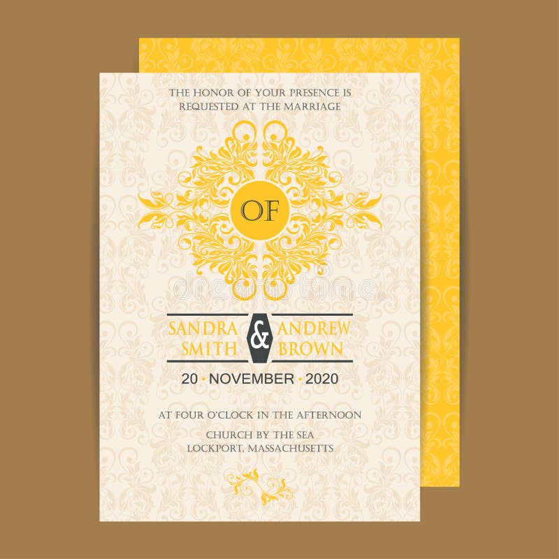 Vintage Wedding Invitation Card Stock Vector - Illustration of banner ...